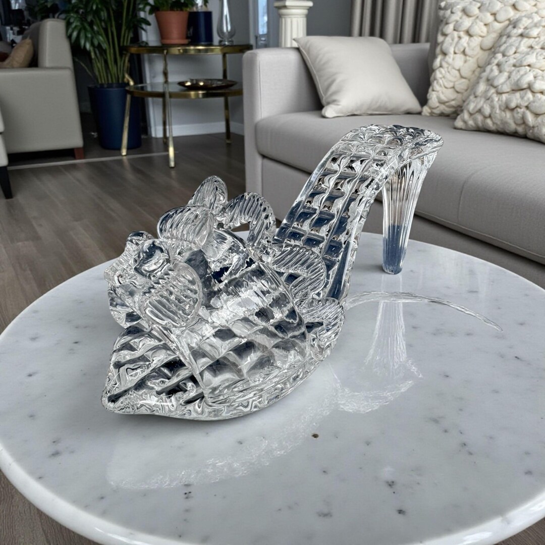 Vintage Pressed Glass Cinderella Slipper, Clear Glass Shoe Figurine ...