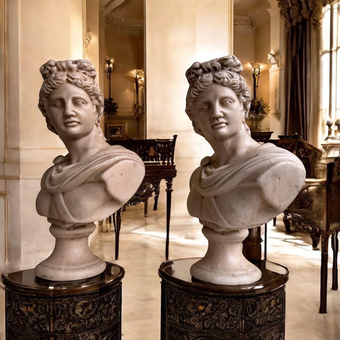 Vintage Baroque Bust Sculpture – Apollo Style, White Heavy Resin Figure ...