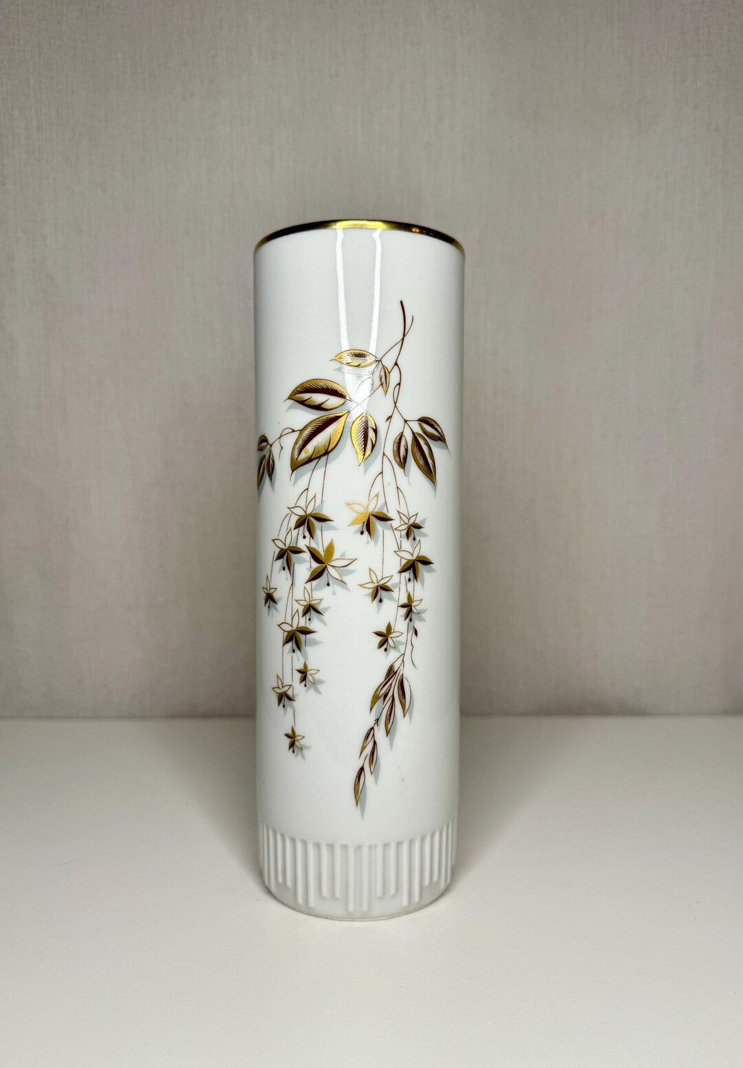 Vintage Porcelain Bavaria Vase, Floss Bavaria Germany Vase, Gold ...