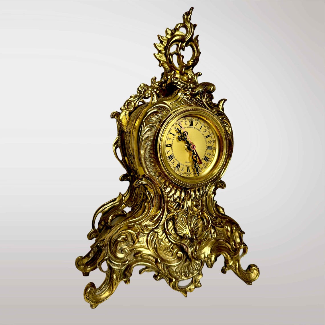 Vintage Brass Clock, Vintage Table Clock, Brass Mantel Clock, Vintage ...