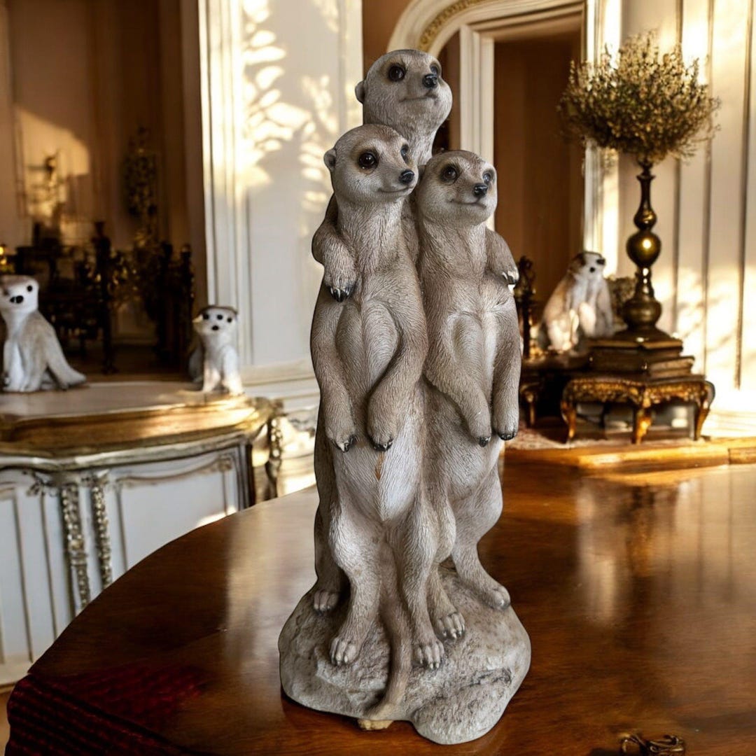 Vintage Meerkat Family Statue – Realistic Resin Wildlife Sculpture ...