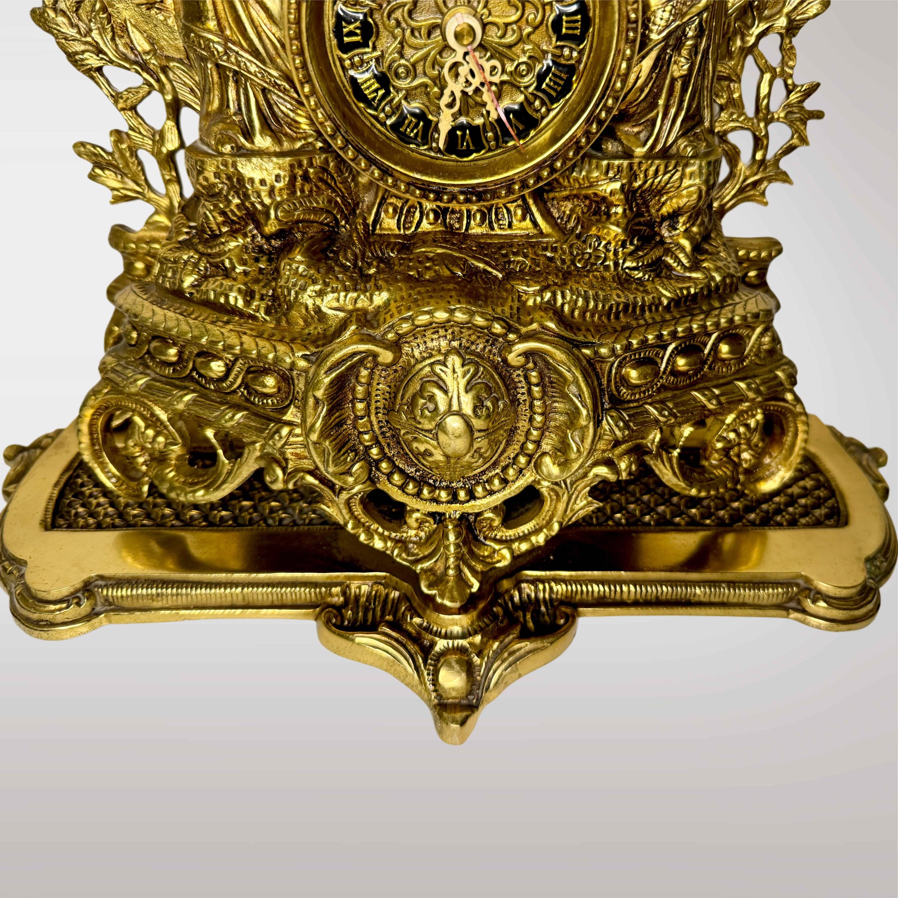 Antique French Bronze Clock – Rococo Baroque Mantel Clock With ...