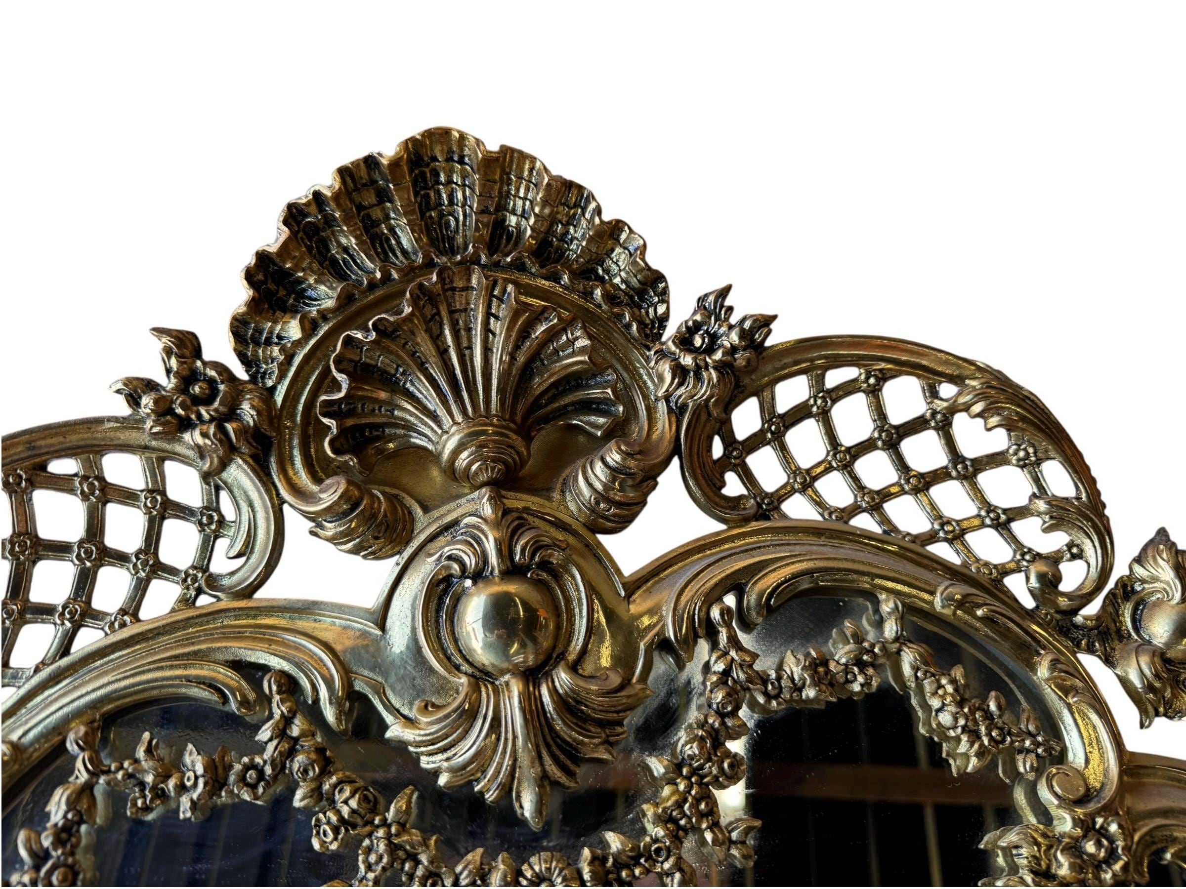 Large Rococo Bronze Wall Mirror, Ornate Gilt Frame, Shell Crest ...