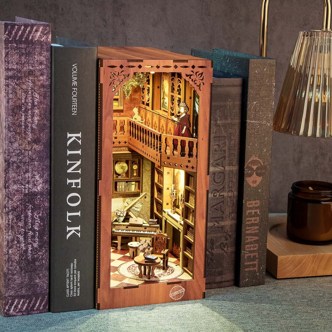 Vintage Book Nook Wooden Book Nook Shelf Insert Handmade Diy House ...