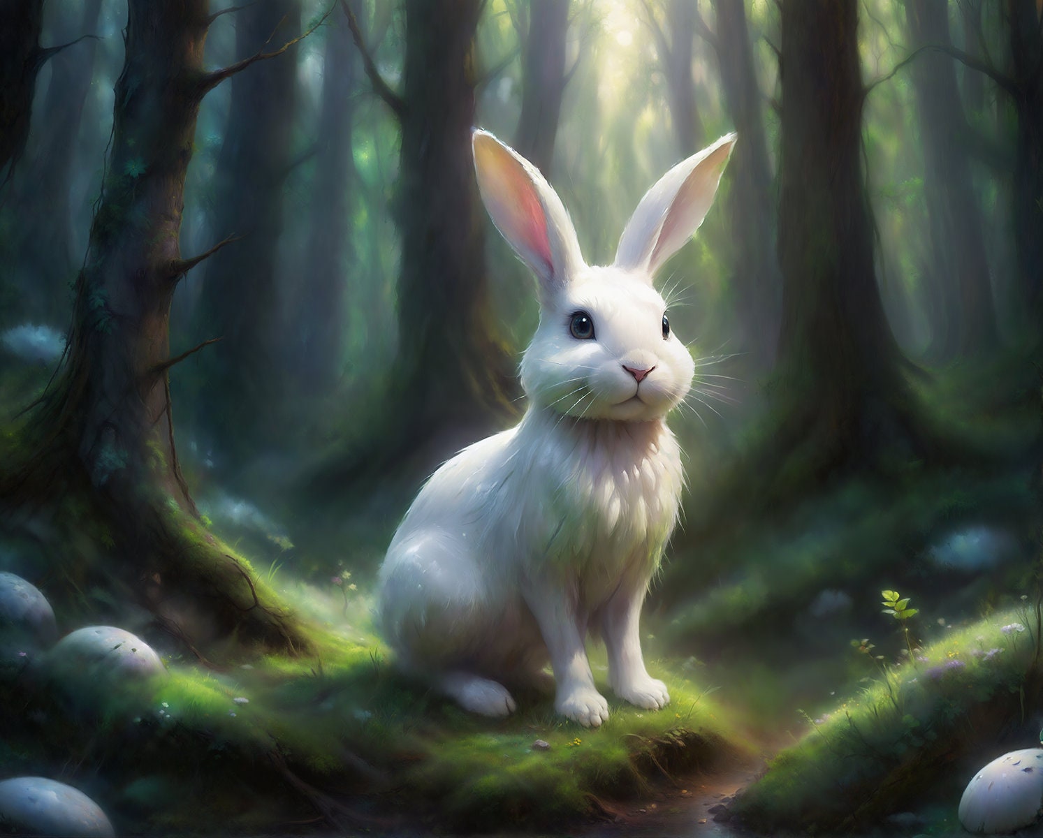 Digital Download Enchanted Forest White Rabbit Artwork - Etsy