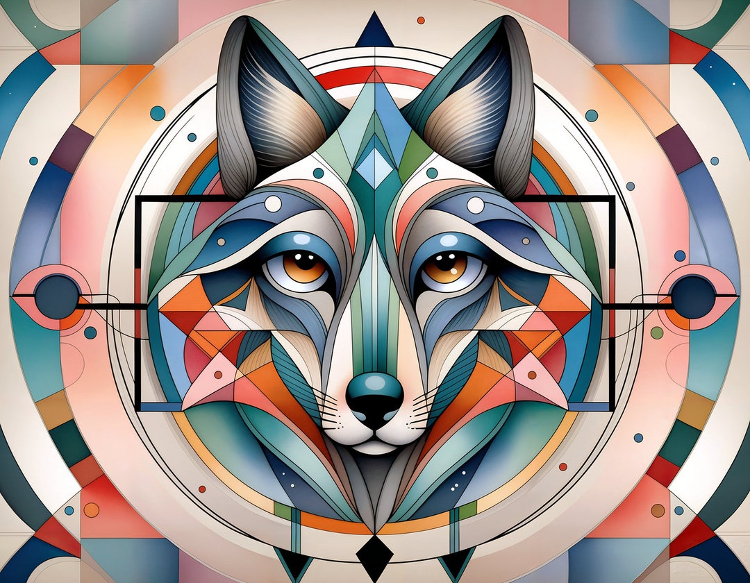 Digital Download Geometric Fox Artwork Abstract Colorful Animal Wall Art - Etsy