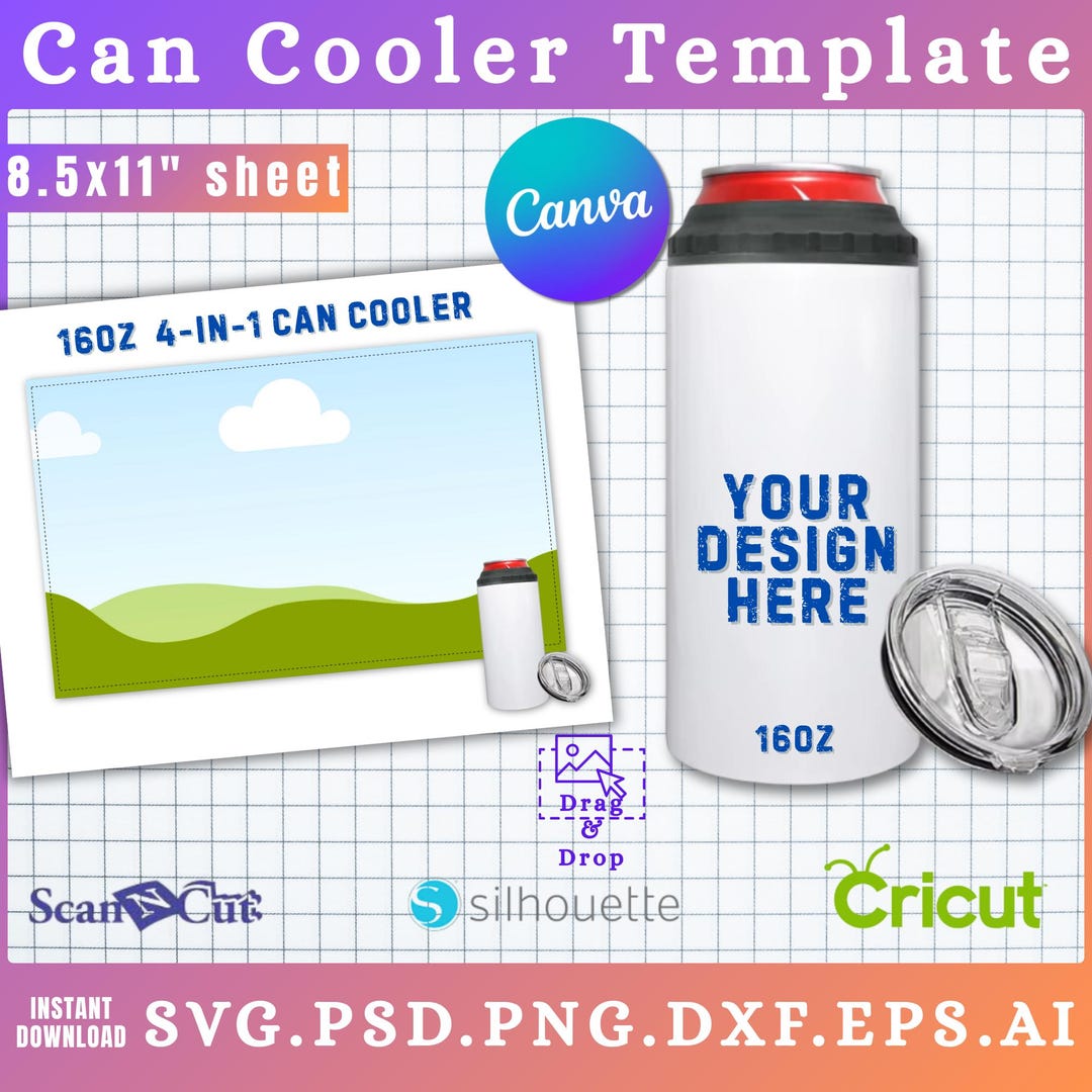16oz 4-in-1 Hard Can Cooler Sublimation Templates | Can Coozie SVG ...