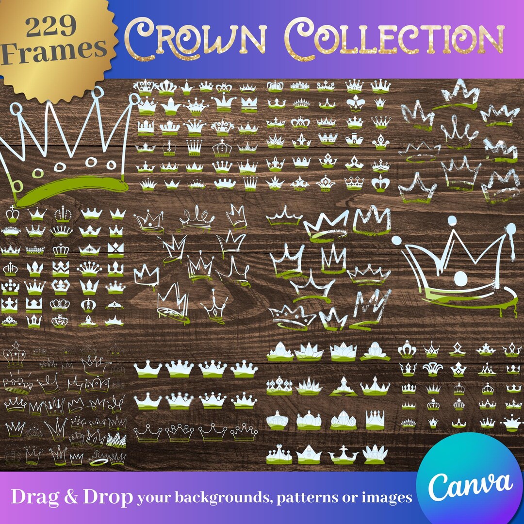 229 Unique Crown-shaped Canva Frames | Perfect for Designs & Junk ...