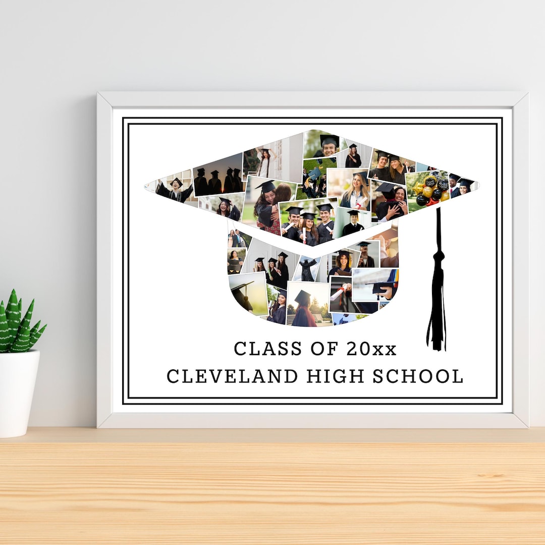 Graduation Cap Photo Collage Template: Canva Frame (digital Download ...