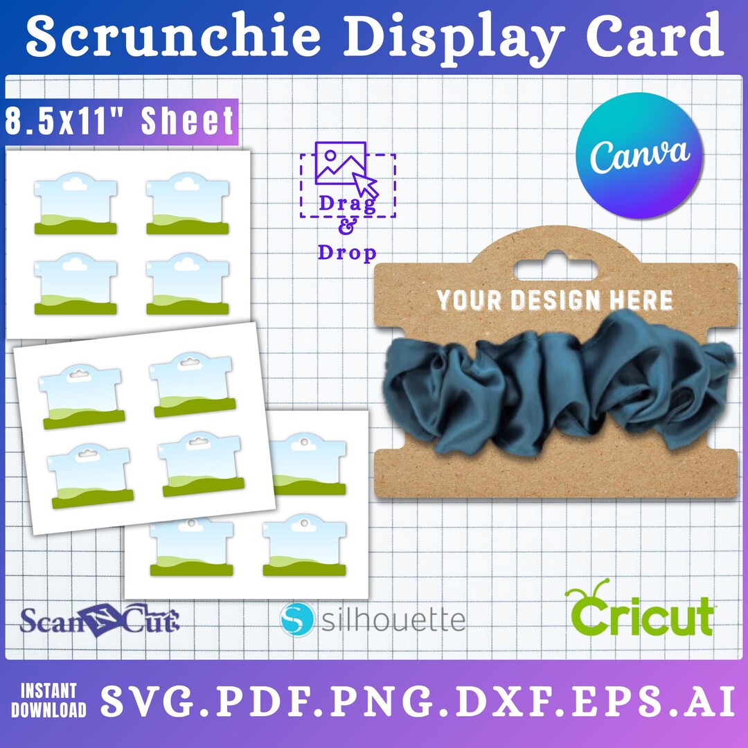 Scrunchie Display Card Template | Hanging Hair Tie Holder Tag | SVG ...