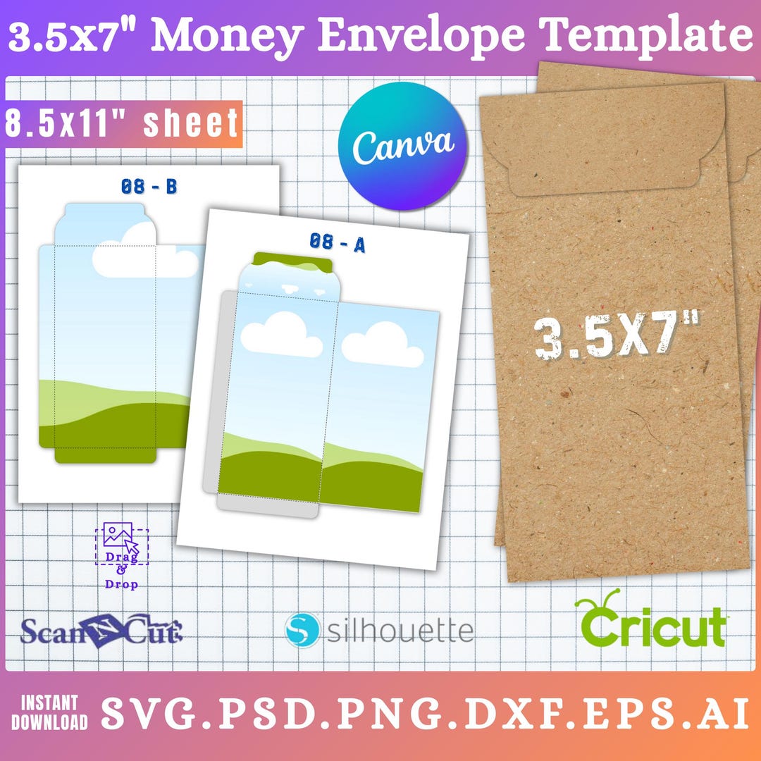 Money Envelope Template | Printable Money Holder Cash Envelope | Gift ...