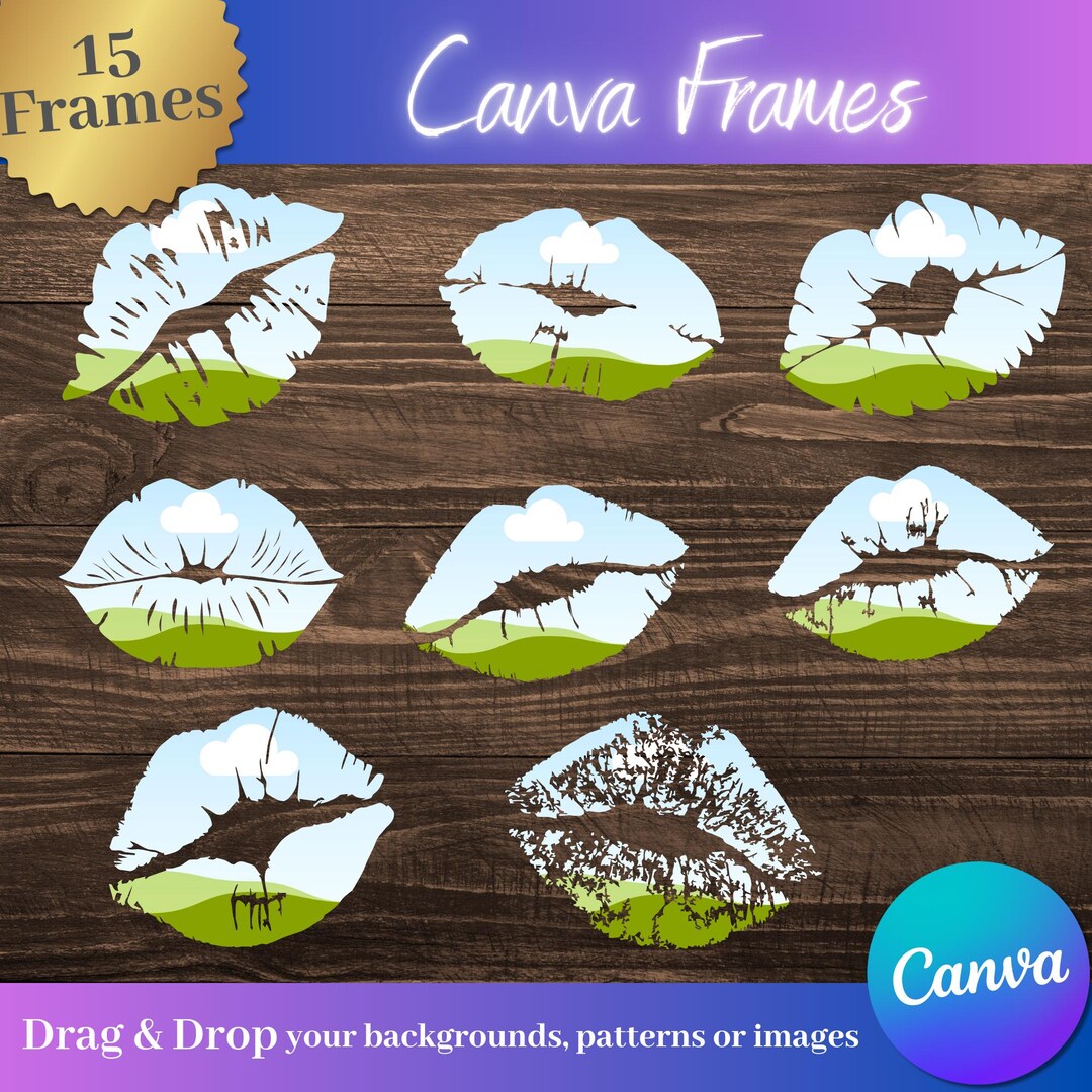 15 Sexy Lips Canva Frames | Editable Canva Template | Craft Your Own ...