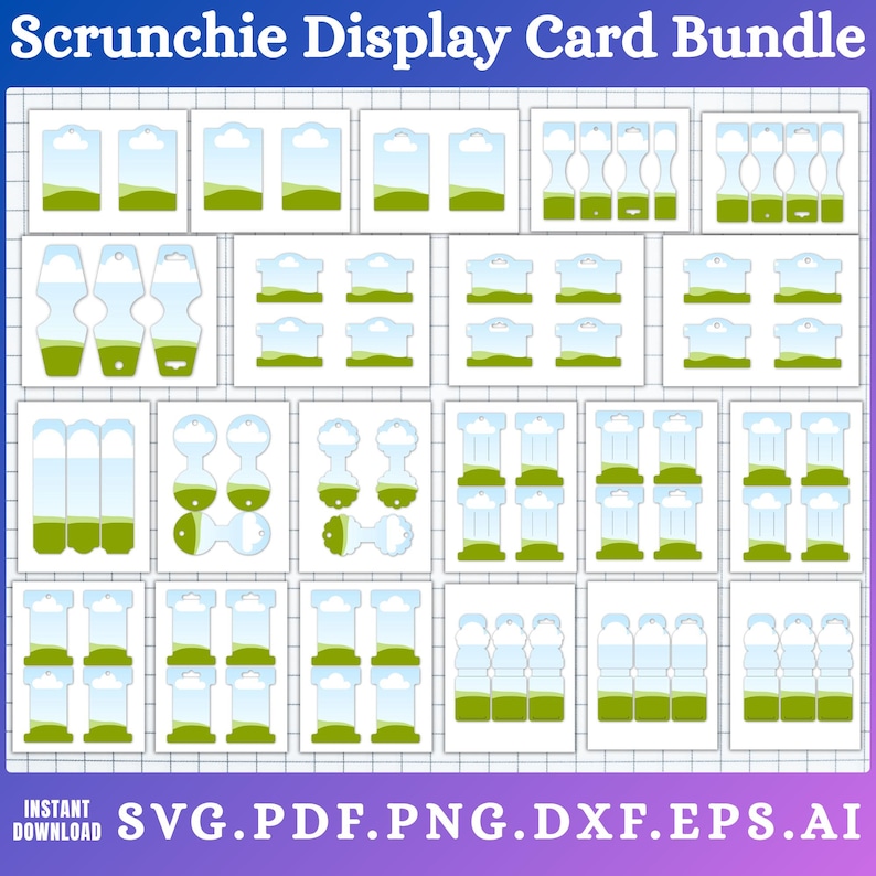 37 Scrunchie Display Card Template BUNDLE | Hanging Hair Tie Holder Tag ...