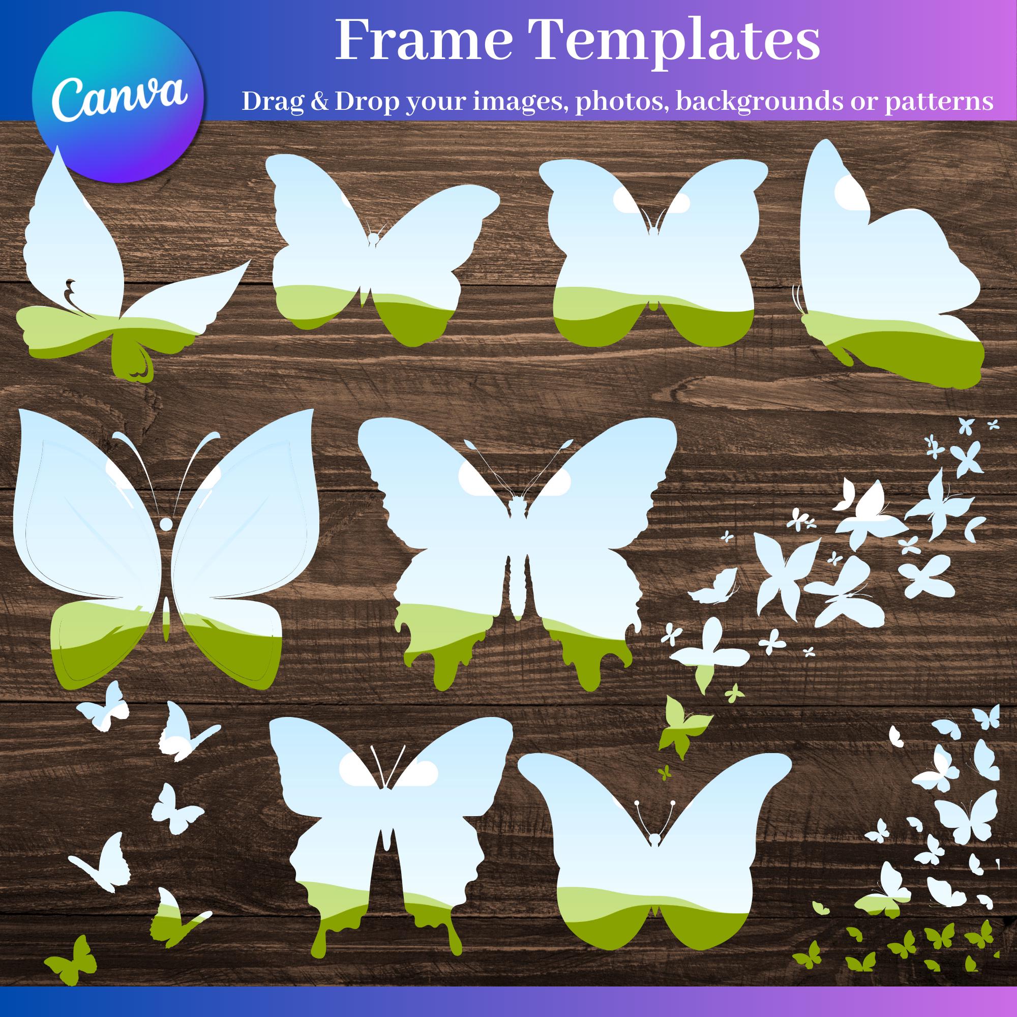 20 Canva Butterfly Frames | Editable Canva Template | Craft Your Own ...