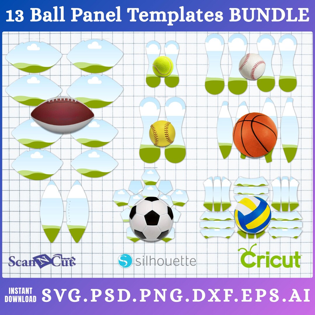 13pc Sport Ball Panel Templates for Laser Cutting or Sublimation | Easy ...
