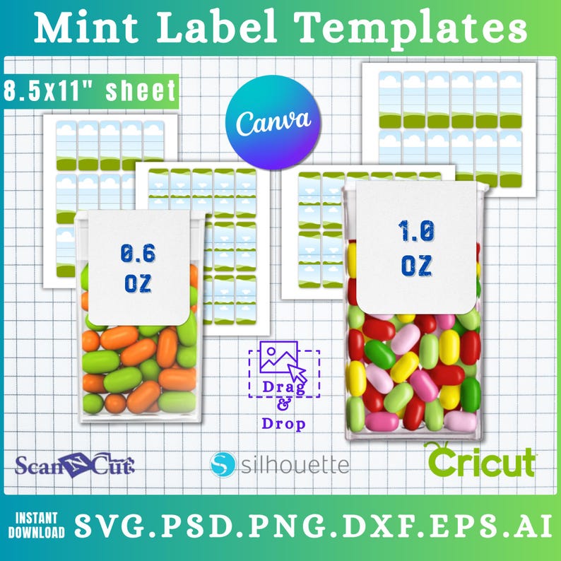 0.6oz, 1oz Mint Label Template | Tic Tac Sticker Label | Party and ...