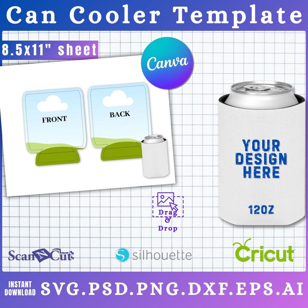 12oz Soft Can Cooler Sublimation Templates | Can Coozie SVG & Canva ...