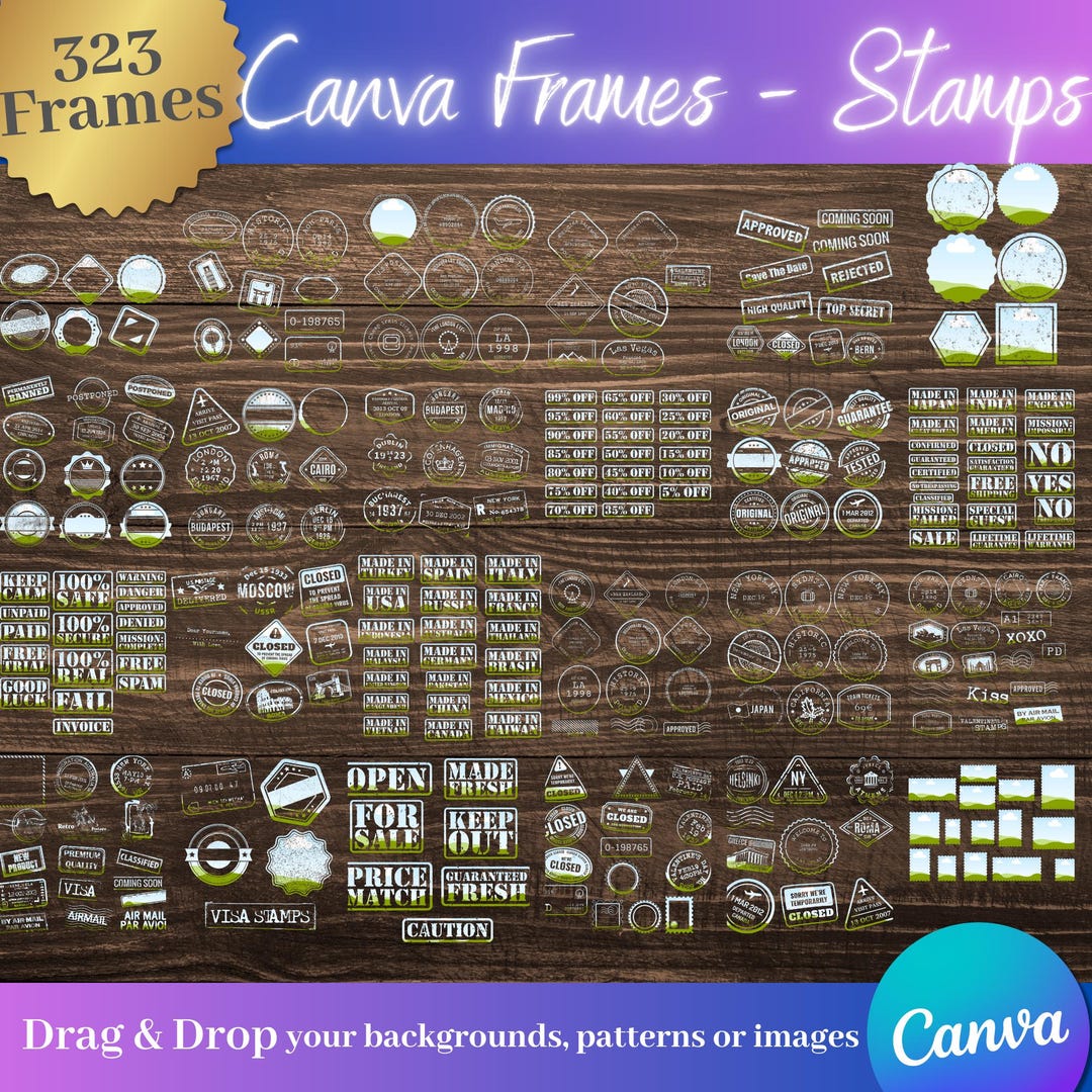 323 Unique Postage Stamp Style Effect Canva Frames – Enhance Your ...