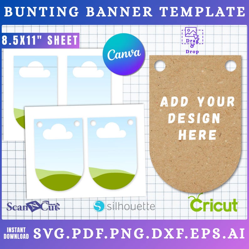 Editable Bunting Banner Template: SVG, Canva, AI, PDF (digital Download ...