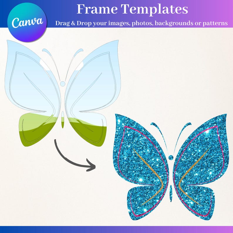 20 Canva Butterfly Frames | Editable Canva Template | Craft Your Own ...
