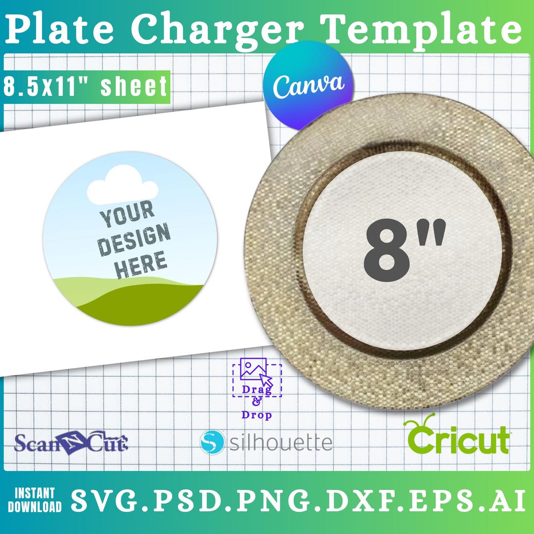 8" Plate Charger Template | Plate Insert Template | Round Charger SVG ...