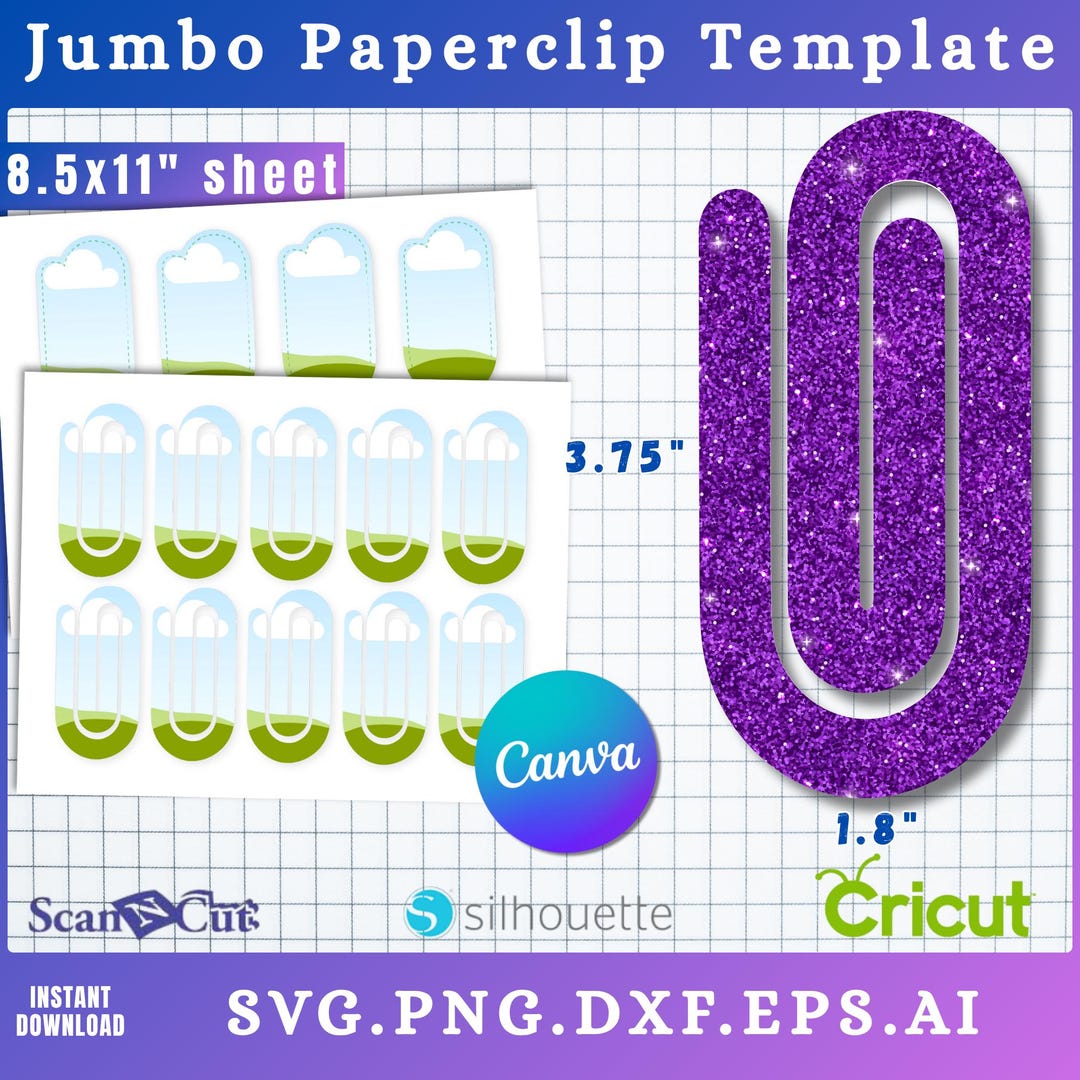 Jumbo Paperclip SVG Template 3.75x1.8" | Sublimation Bookmark | Snack ...