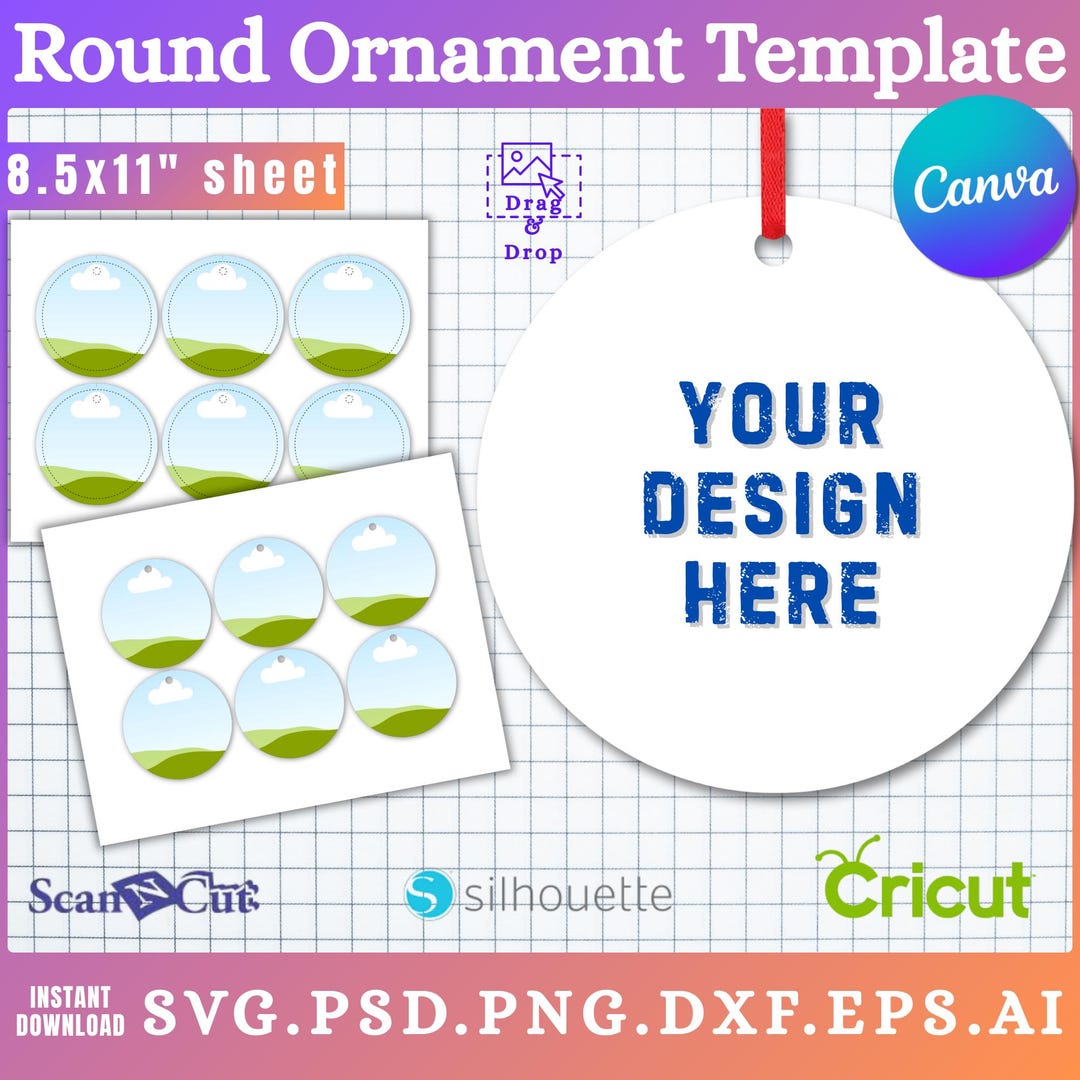Printable Round Ornament Template | DIY Acrylic Aluminum Ceramic ...