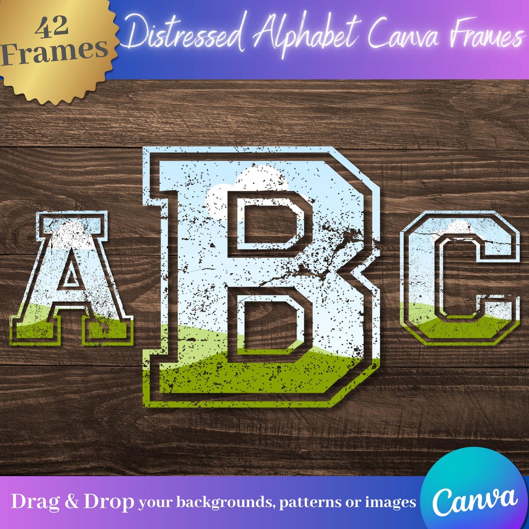 Distressed Varsity Alphabet Letters Canva | Collage Letters and Numbers ...