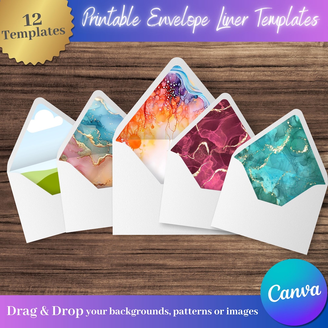 Printable Envelope Liners Canva Template | Fits 12 Envelope Types: A2 ...
