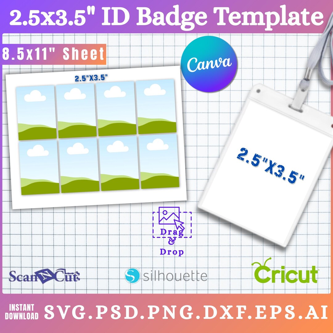 2.5x3.5" Personalized Badge Holder Insert Template - Cut Your Own ...