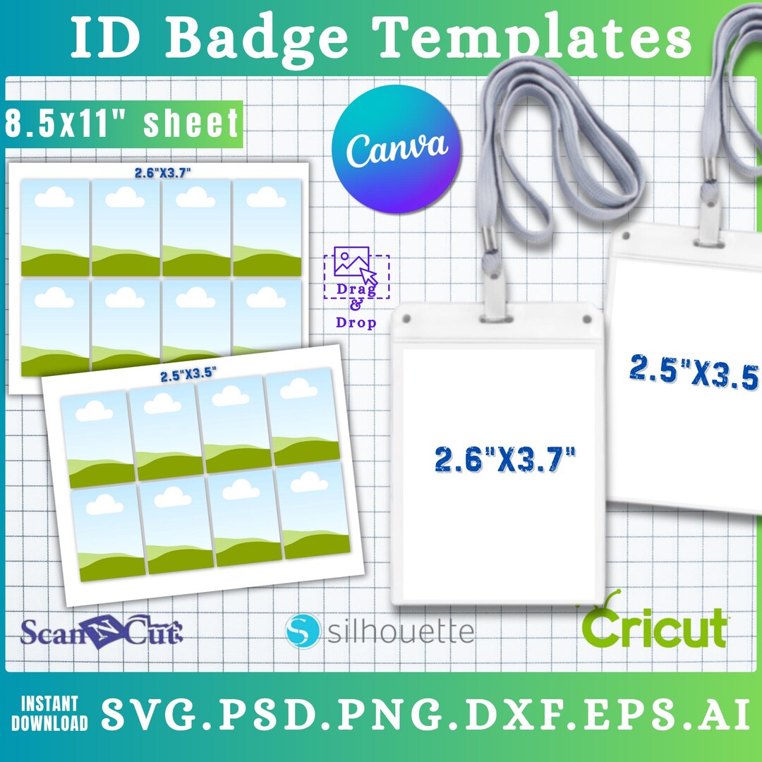 2.5x3.5" Personalized Badge Holder Insert Template - Cut Your Own ...