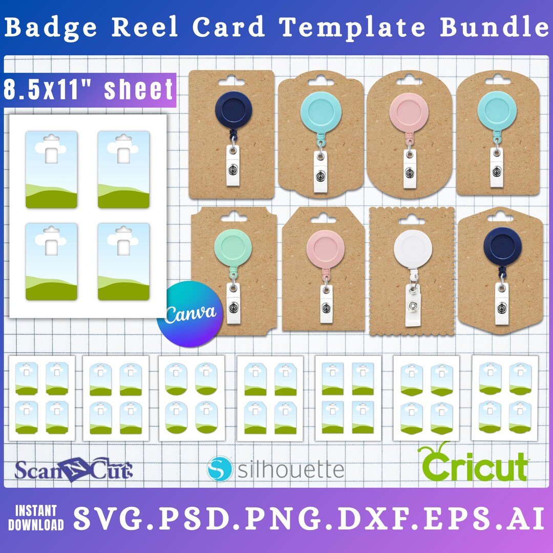 8pc 3x4.5" Badge Reel Display Card Template BUNDLE | Nurse Badge Reel ...
