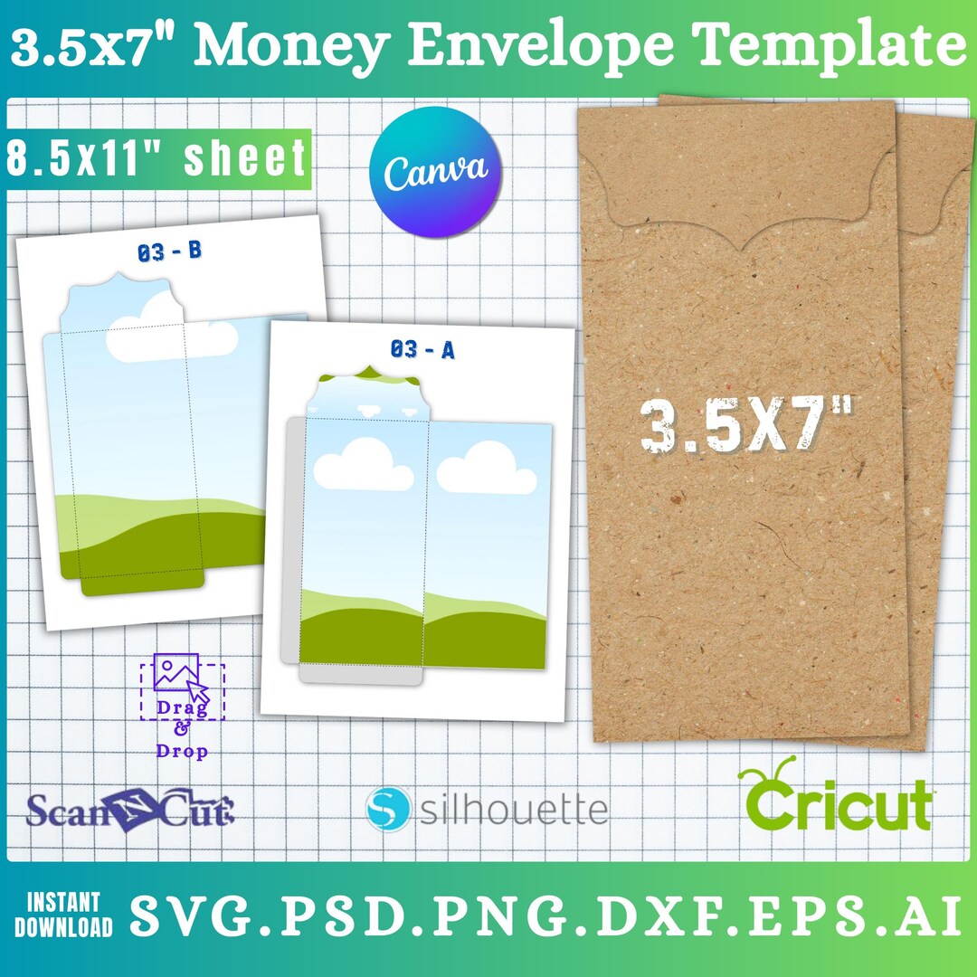 Money Envelope Template | Printable Money Holder Cash Envelope | Gift ...