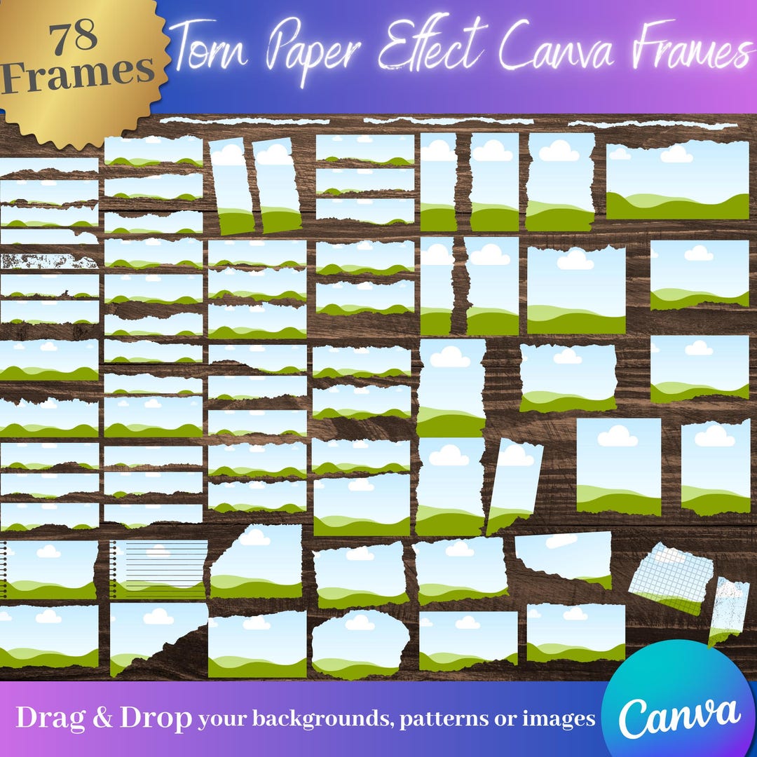 78 Printable Torn Paper Shapes for Canva Bundle - Perfect for Junk ...