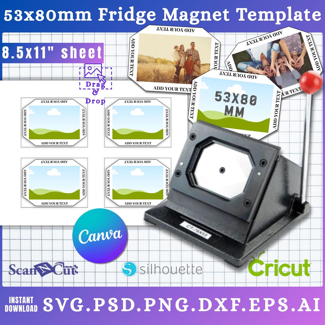 58x80mm Rectangular Fridge Magnet Template Bundle | Magnet Maker ...