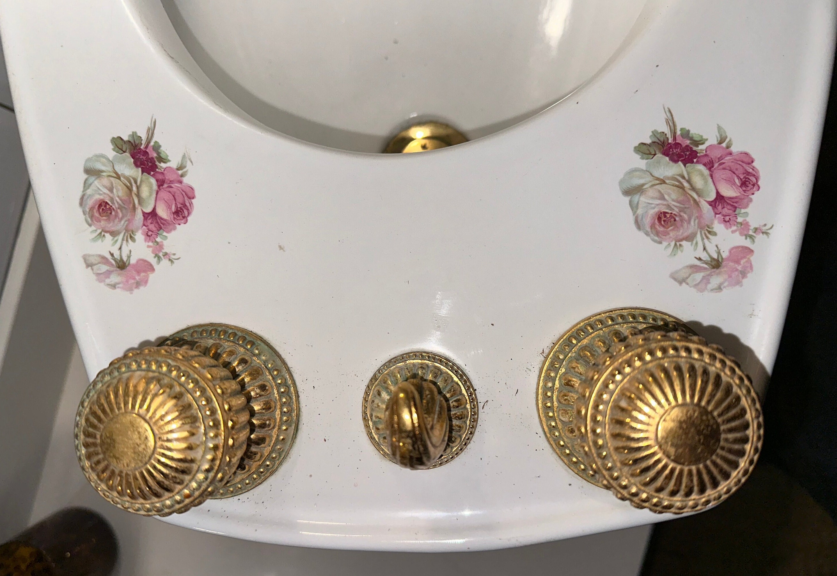 Vintage Retro Floral Rose Porcelain “CESAME” Bidet Sink Bathroom 1970s ...