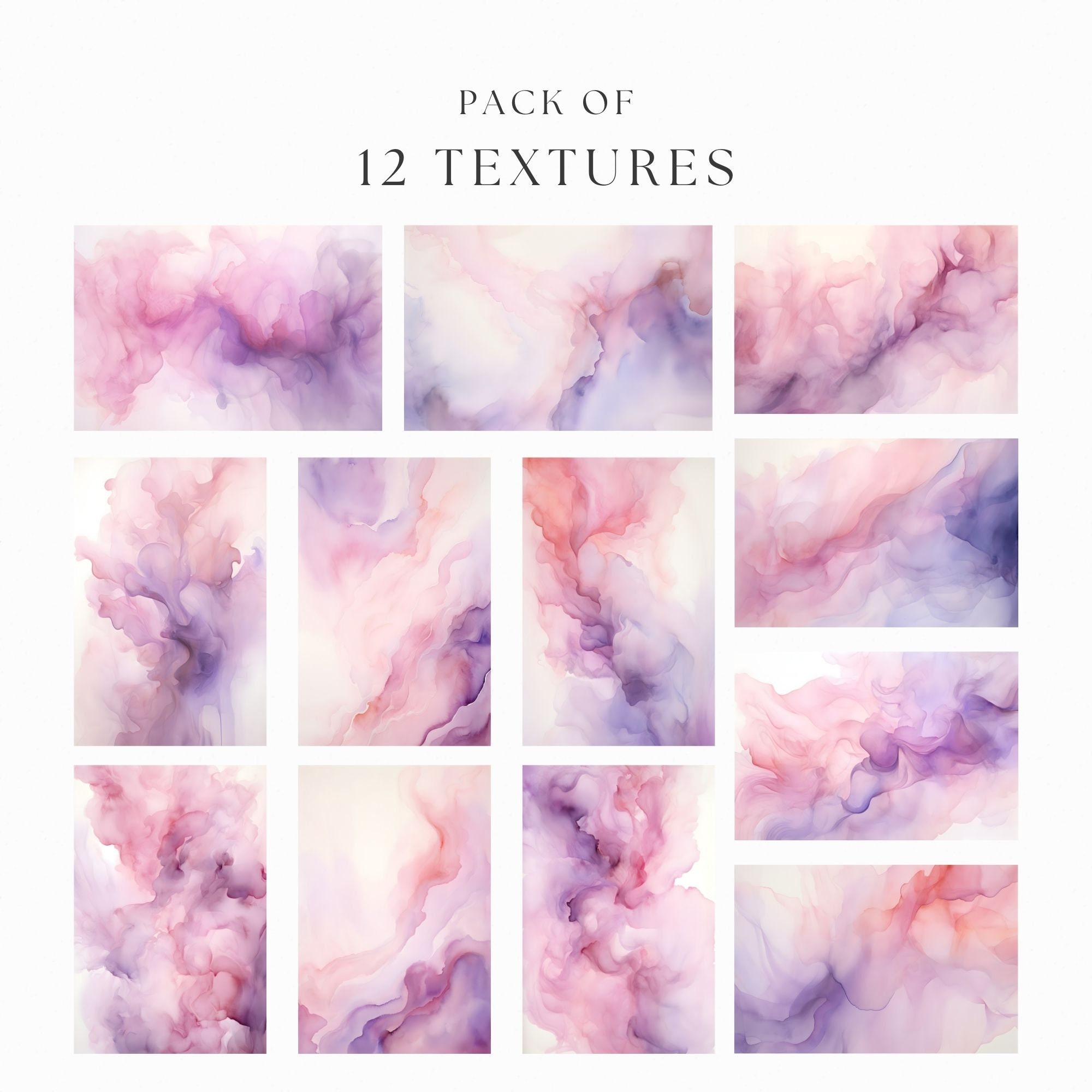 Purple Blush Watercolor Wash Texture Pack, Lilac Pink Background ...