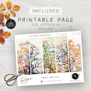 Halloween Owls Printable Bookmark, Watercolor Whimsical Trees, Cute ...