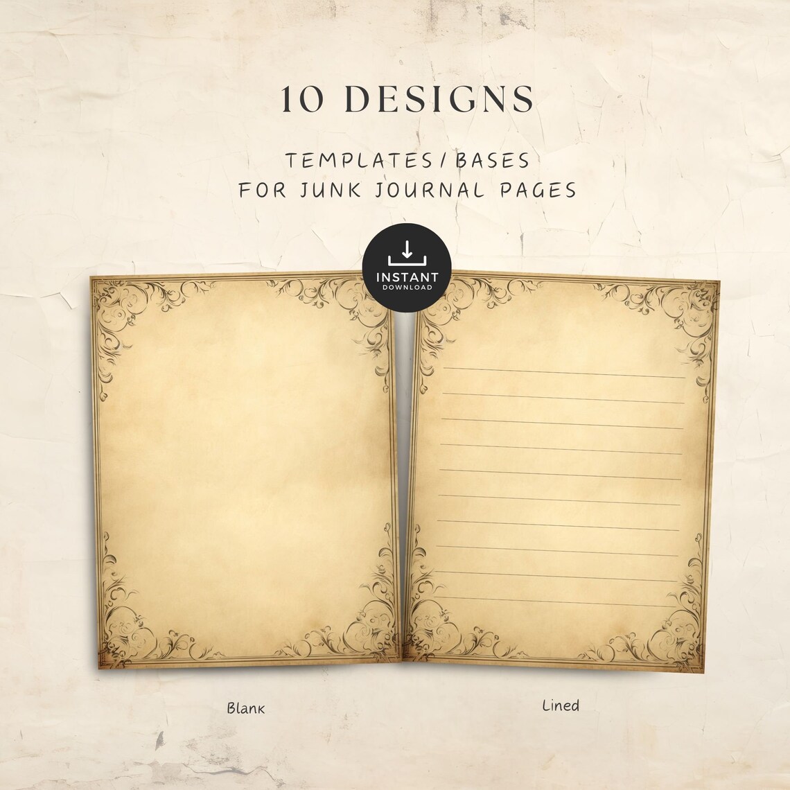 Junk Journal Base Portrait Template Vol1, US Letter 8,5 X 11 Inch Aged ...