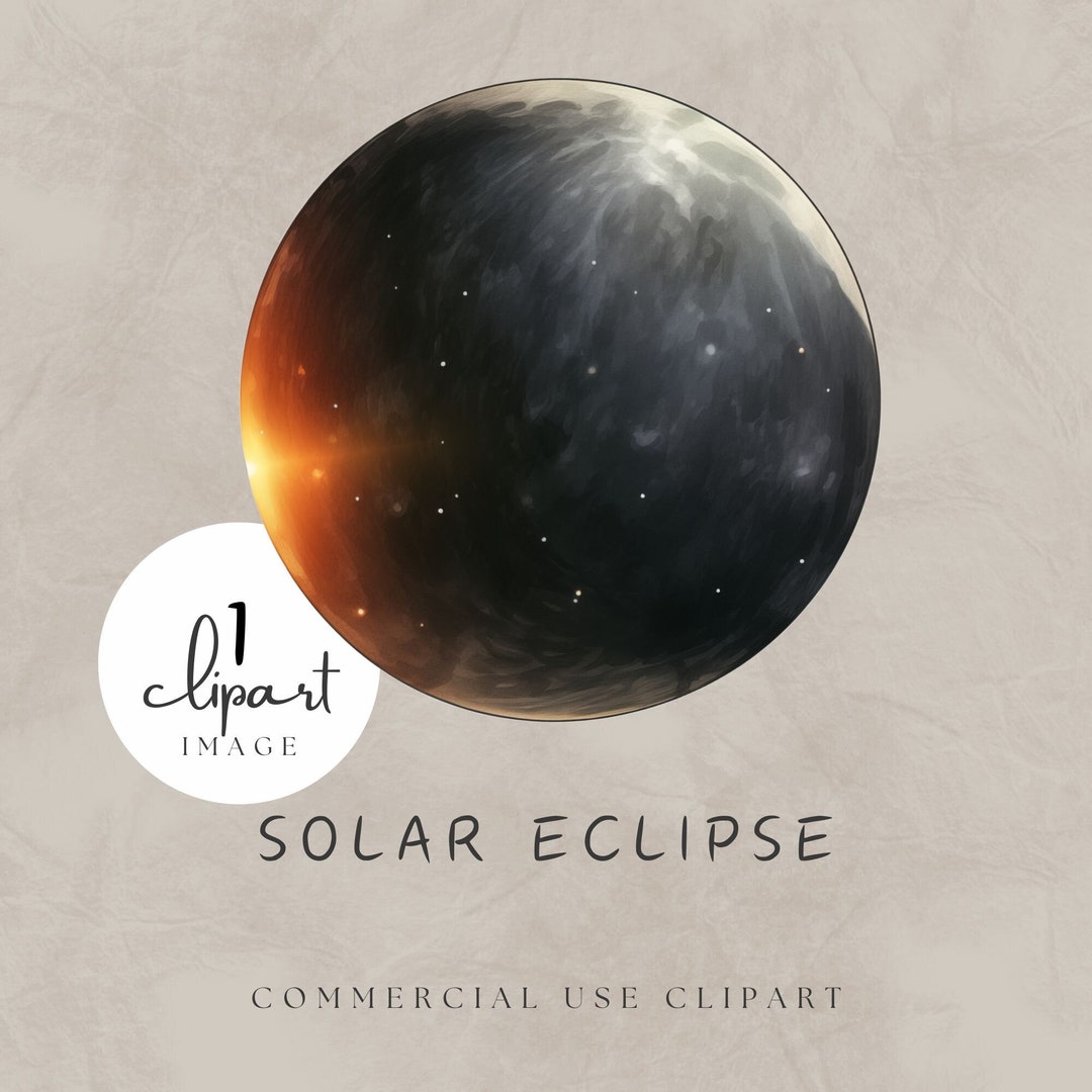 Solar Eclipse PNG, Watercolor Solar Eclipse Clipart Single, Moon in ...