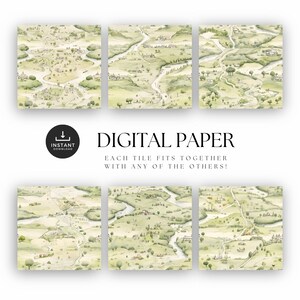Countryside Map Tiles, Cottagecore Digital Paper, Vintage Map ...