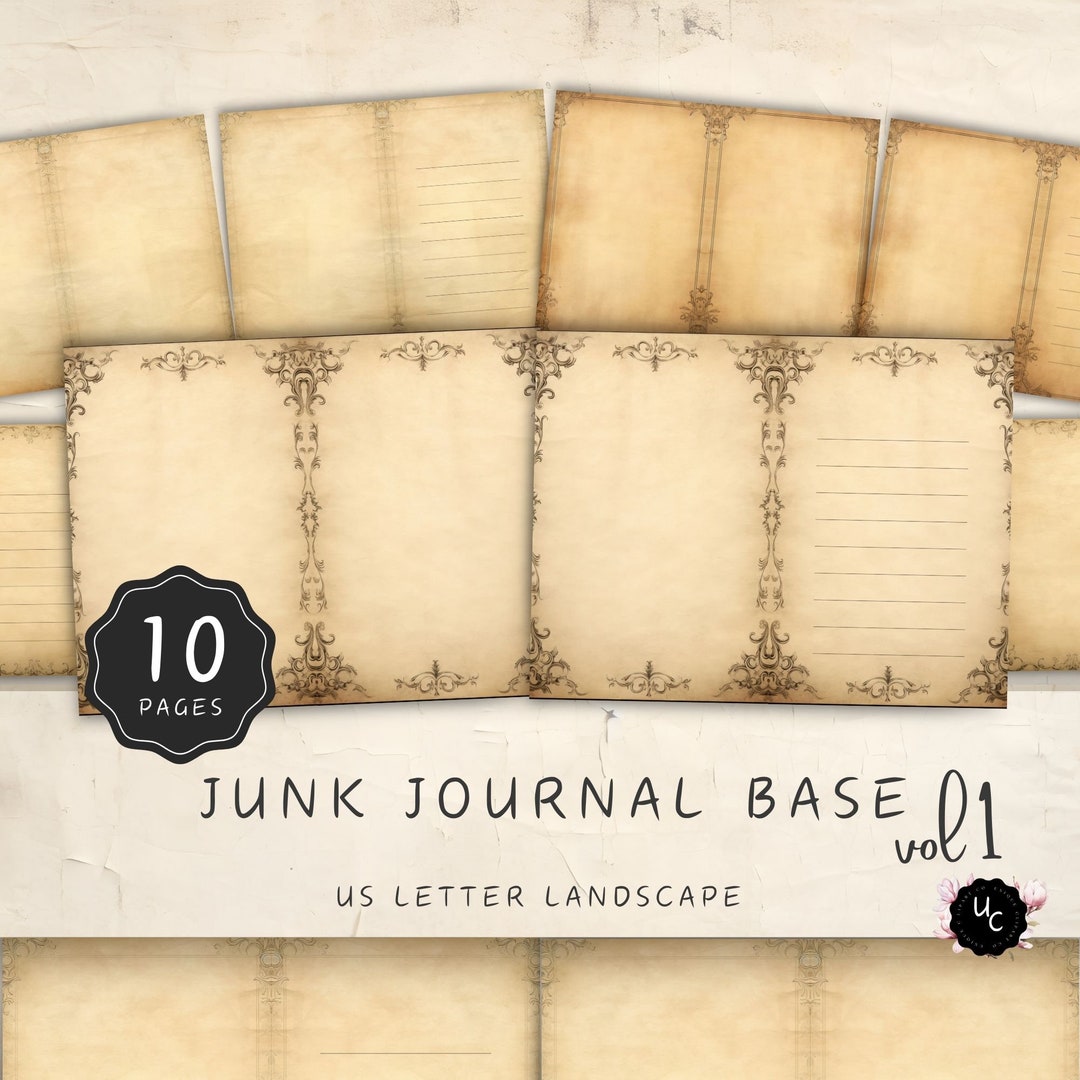 Junk Journal Landscape Base Template Vol1, US Letter 8,5 X 11 Inch ...