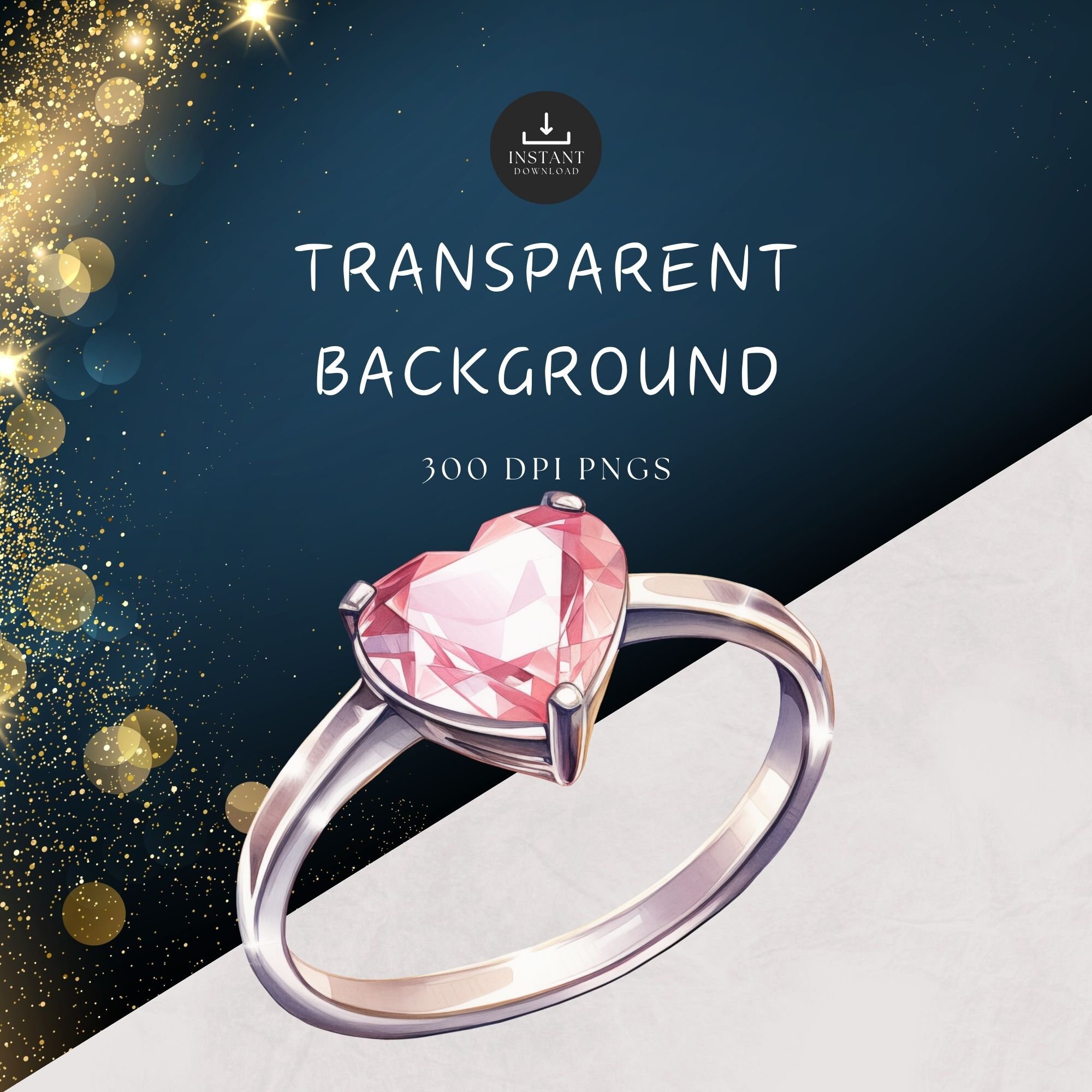 Engagement Ring Clipart, Watercolor Diamond Ring, Wedding PNG, Surprise ...