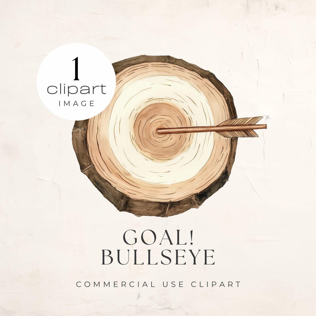Bullseye Png, Goal Clipart, Watercolor Wooden Circle Hit With Bow and ...