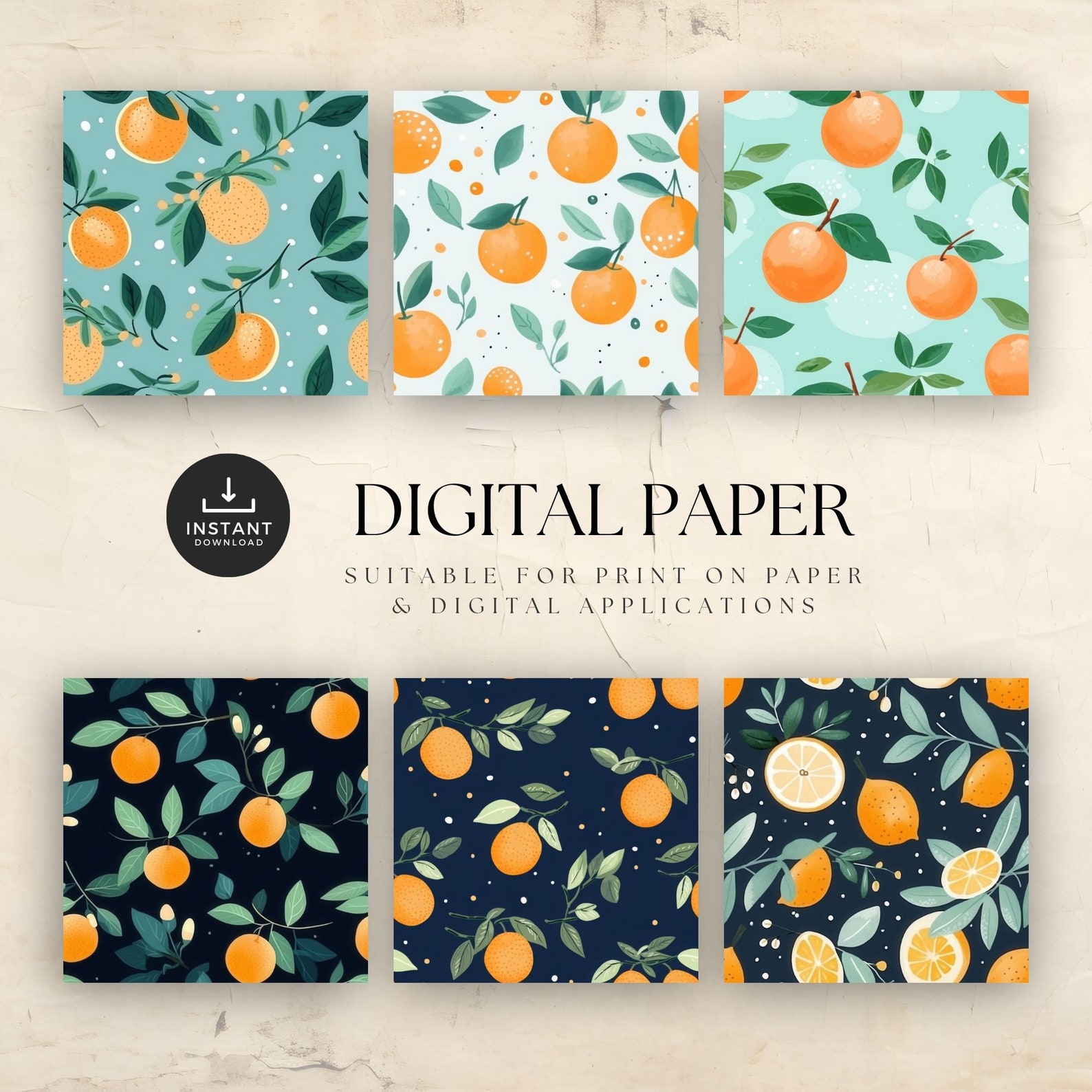 Cutie Orange Paper, Seamless Citrus Fruit Digital Background Jpg, Dark ...