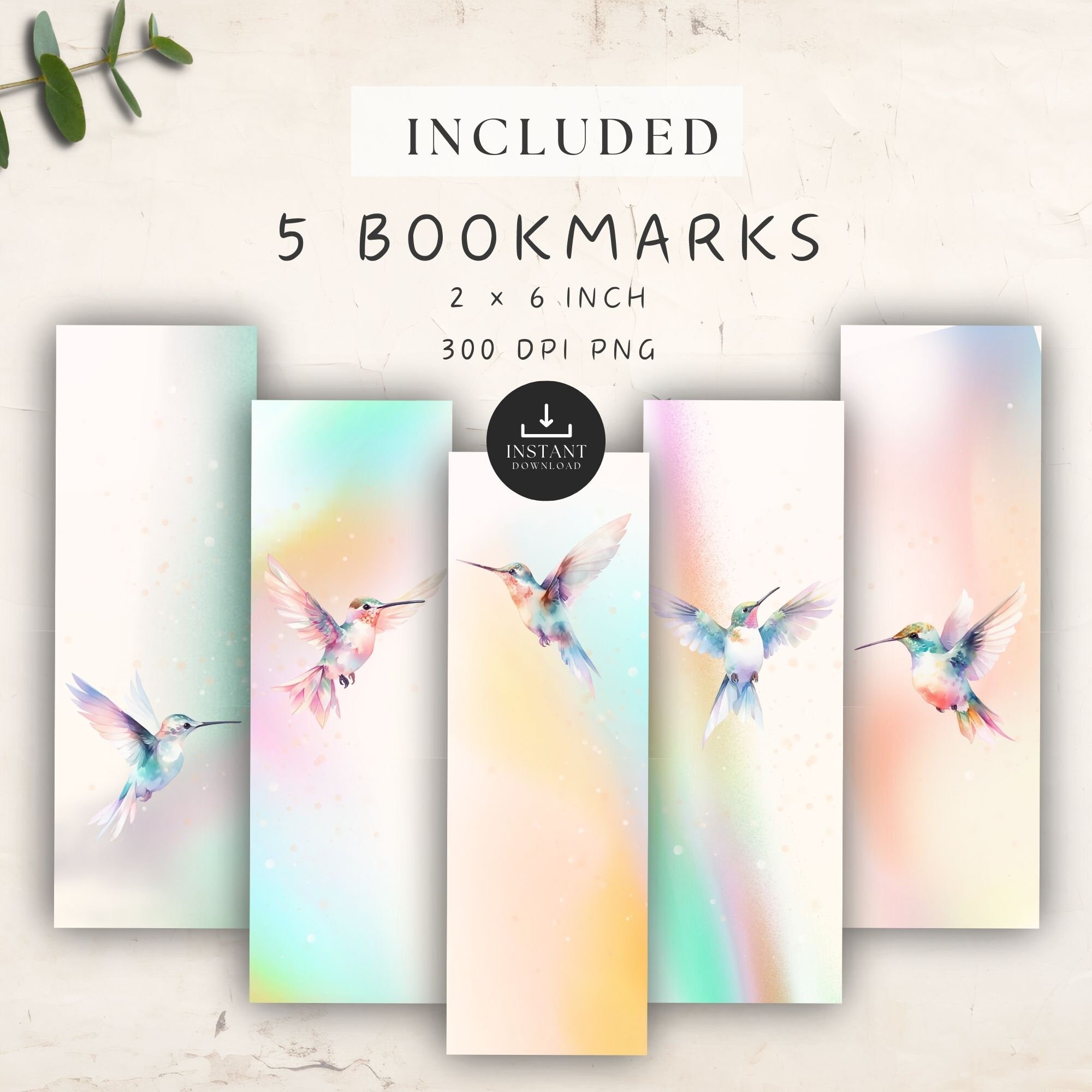 Hummingbird Printable Bookmark, Watercolor Cute Rainbow Bookmarks for ...
