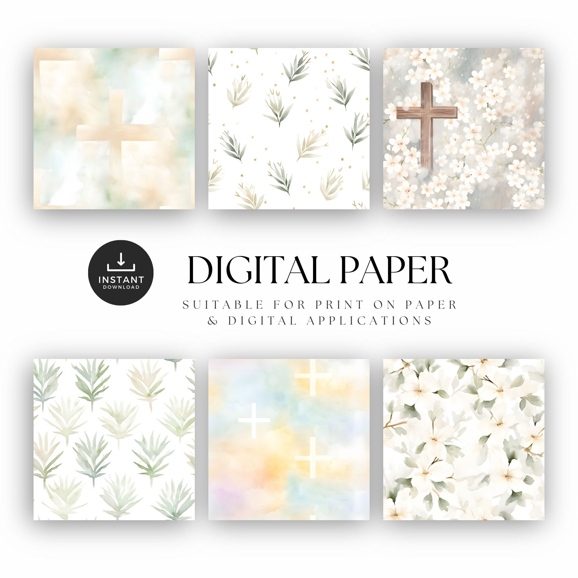 Western Easter Digital Paper, Christian Easter Background, Cross ...