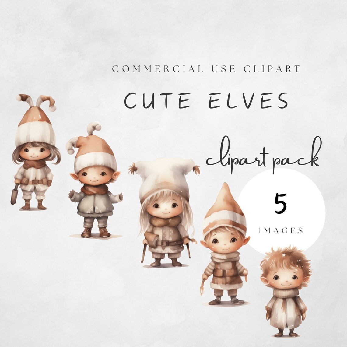 Cute Elves Clipart Pack Commercial License Christmas Elf Watercolor ...