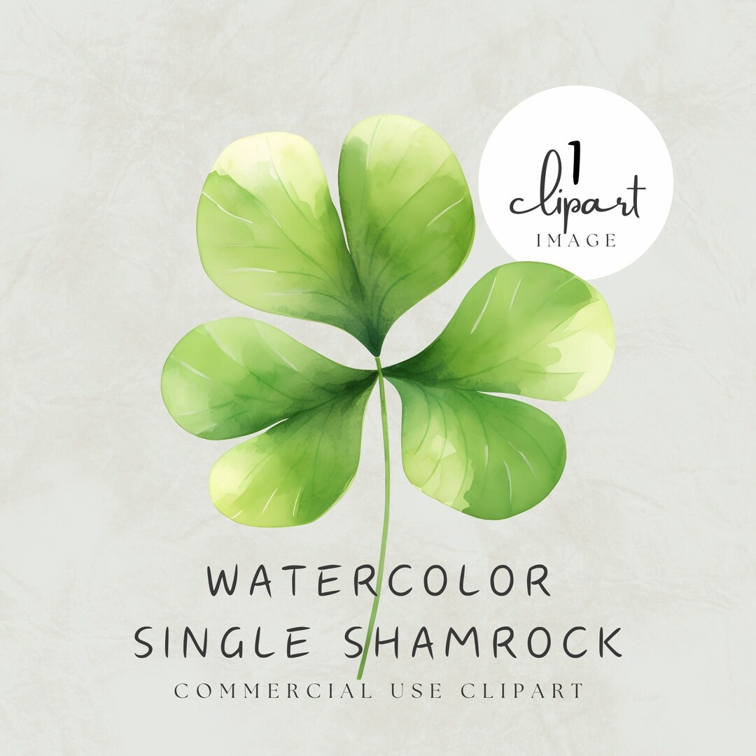 Shamcrock Clipart, Watercolor Shamrock Three Leaves, Single Clover ...