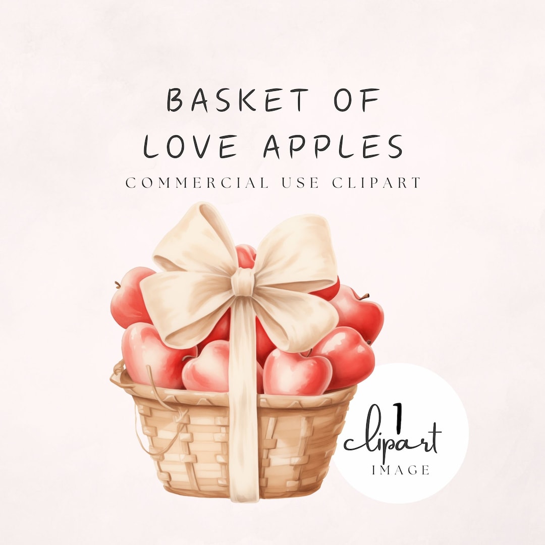 Basket of Apples Clipart Love Apple Heart Shaped Valentines Get Well ...